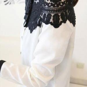 Crochet Overlay Shirt - White on Luulla